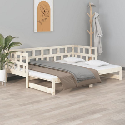 vidaXL Pull-out Day Bed without Mattress Solid Wood Pine 2x(90x200) cm