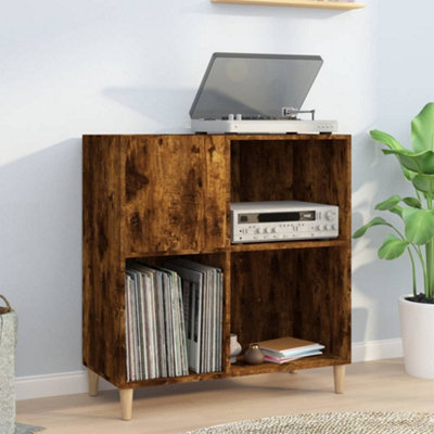 vidaXL Record Cabinet Smoked Oak 84.5x38x89 cm Engineered Wood