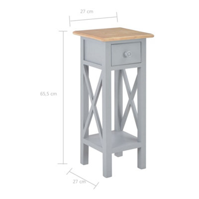 vidaXL Side Table Grey 27x27x65.5 cm Wood