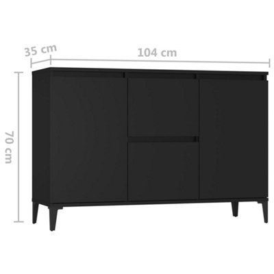 Vidaxl Sideboard Black 102x35x70 Cm Engineered Wood