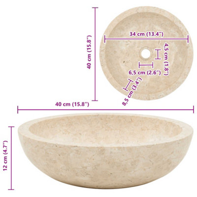 Vidaxl Sink 40x12 Cm Marble Cream Sinks