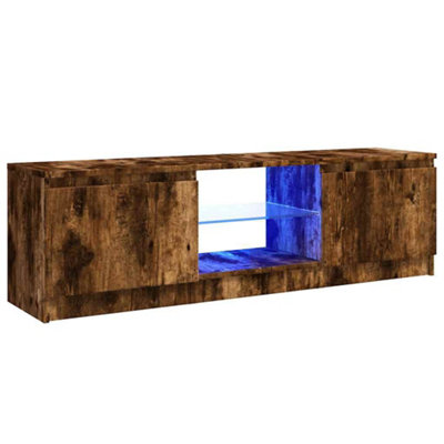 Vidaxl Tv Cabinet With Led Lights Smoked Oak 120x30x36 Cm
