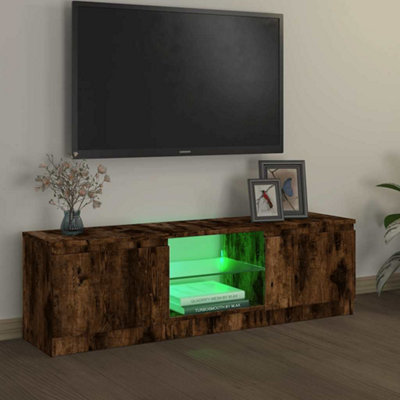Vidaxl Tv Cabinet With Led Lights Smoked Oak 120x30x36 Cm