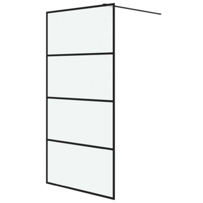 Vidaxl Walk-in Shower Wall Black 100x195 Cm Frosted Esg Glass