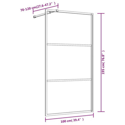 Vidaxl Walk-in Shower Wall With Clear Esg Glass Gold 100x195 Cm