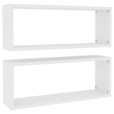 vidaXL Wall Cube Shelf 2 pcs White 60x15x23 cm Engineered Wood