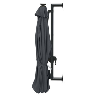 vidaXL Wall-mounted Garden Parasol with LEDs 300 cm Anthracite