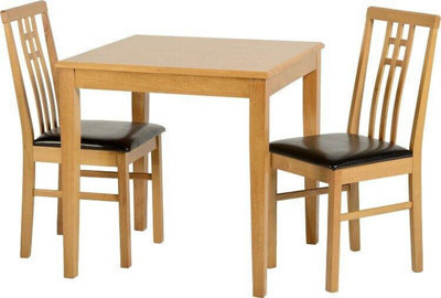 Vienna 2 Seater Dining Set Fixed Top in Medium Oak