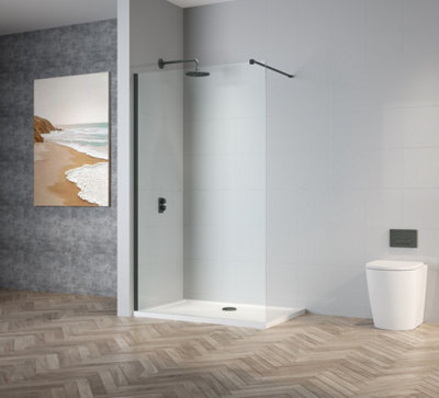 Vienna Gunmetal Grey Easy Clean 8mm Wet Room Shower Glass Panel 1100mm