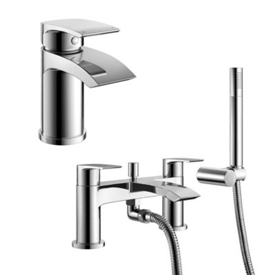 Vigan Waterfall Basin Mono, Bath Shower Mixer & Waste Chrome | DIY at B&Q