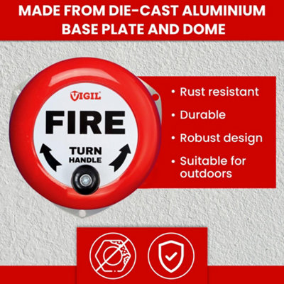 Vigil Manual Rotary Fire Alarm Bell - For Emergency Indoor & Outdoor ...