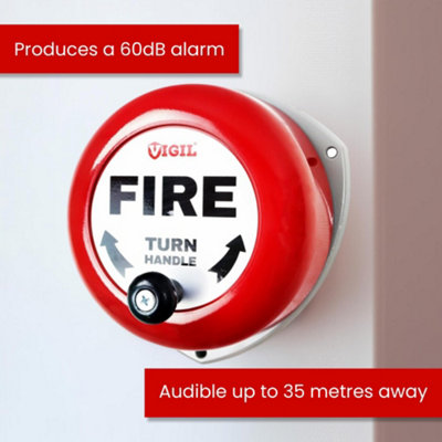 Vigil Manual Rotary Fire Alarm Bell - For Emergency Indoor & Outdoor ...