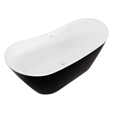 Viktor Benson Taha 1500mm Freestanding Bath - Black White Waste Slim ...