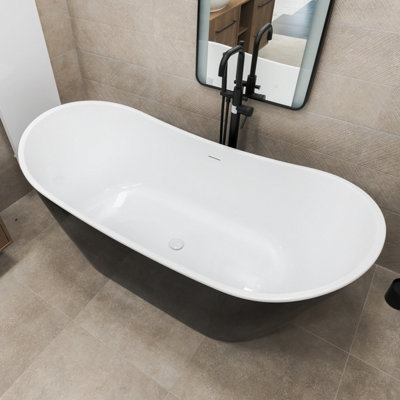 Viktor Benson Taha 1700 x 800 Freestanding Bath - Black White Waste ...