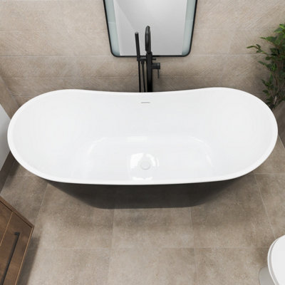 Viktor Benson Taha 1700 x 800 Freestanding Bath - Black White Waste ...