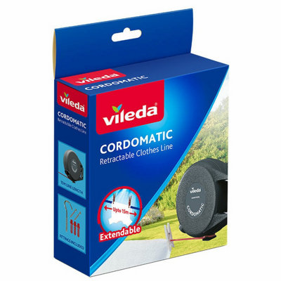 Vileda Retractable Clothes Line Cordomatic Washing Line 15M Holds 15kg ...