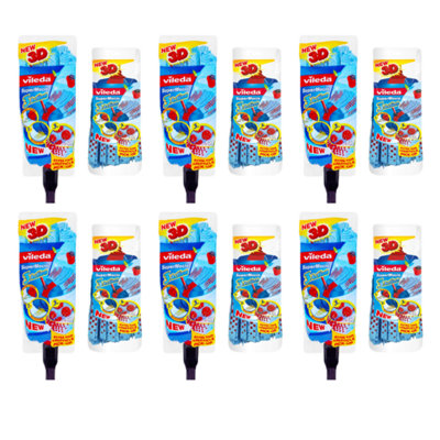 Vileda Supermocio 3 Action Mop with Head Foc Blue - Pack of 6