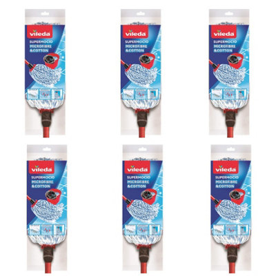 Vileda SuperMocio Microfiber & Cotton Mop With Handle x 6 | DIY at B&Q