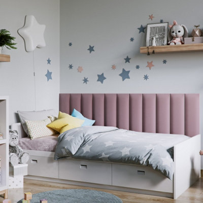 Vilo Upholstered Wall Panel 15cm x 60cm - Pink | DIY at B&Q