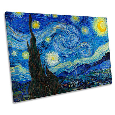 Vincent van Gogh Starry Night CANVAS WALL ART Print Picture (H)30cm x ...