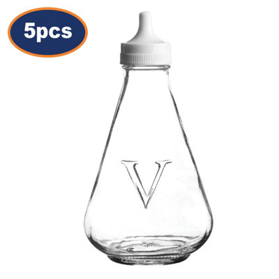 Vinegar Bottle Glass Storage Dispenser Plastic Pour Lid Embossed Label ...