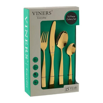 Viners Everyday Purity 16 Piece Stainless Steel Cutlery Set - Gold