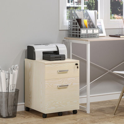 Vinsetto 2-Drawer Locking Office Filing Cabinet 5 Wheels Rolling ...
