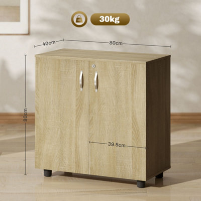 Vinsetto 2-Tier Locking Filing Cabinet Office Storage Cabinet, Oak