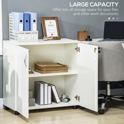 Vinsetto 2-Tier Locking Filing Cabinet Office Storage Cabinet, White