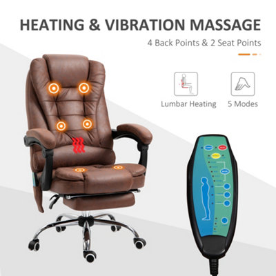 Vinsetto Ergonomic Heated 6 Points Vibration Massage Office Chair, Brown