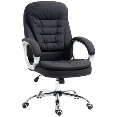 VINSETTO EXECUTIVE OFFICE CHAIR WITH ADJUSTABLE HEIGHT SWIVEL WHEELS, BLACK