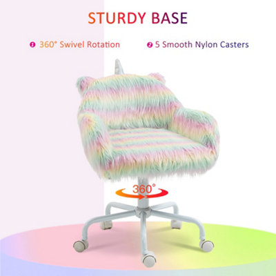 Vinsetto Faux Fur Unicorn Desk Chair Fluffy Home Office Chair with Armrests