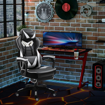 Vinsetto Gaming Chair, Ergonomic Racing Desk Chair with Headrest White