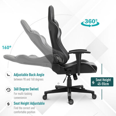 Vinsetto High Back Racing Gaming Chair Reclining Computer Chair w/ Head ...
