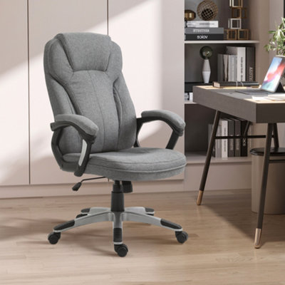 Vinsetto Linen Padded Ergonomic Office Chair w/ Swivel Adjustable Seat ...