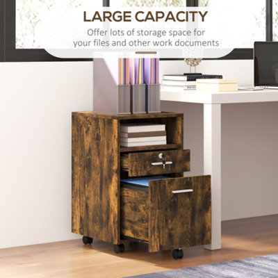 Vinsetto Mobile File Cabinet Lockable Documents Storage w/ 5 Wheels ...