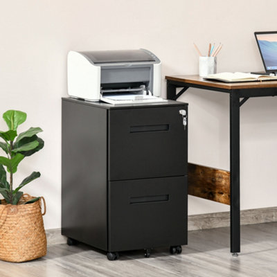 Vinsetto Mobile Lockable File Cabinet w/ Adjustable Hanging File Folder ...