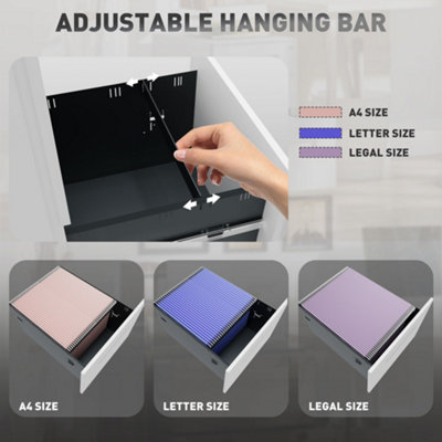 Vinsetto Mobile Lockable File Cabinet w/ Adjustable Hanging File Folder ...