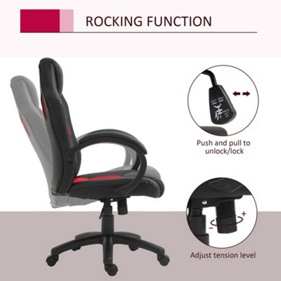 Vinsetto Racing Gaming Chair Swivel Home Office Gamer Chair with Wheels ...