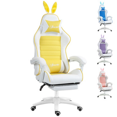 Vinsetto Racing Style Gaming Chair with Footrest Removable Rabbit Ears ...