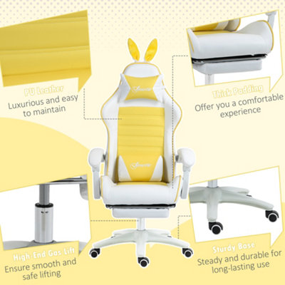 Vinsetto Racing Style Gaming Chair with Footrest Removable Rabbit Ears ...