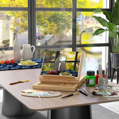 Vinsetto Wooden Table Easel Box, Adjustable Beechwood Table Box Easel ...