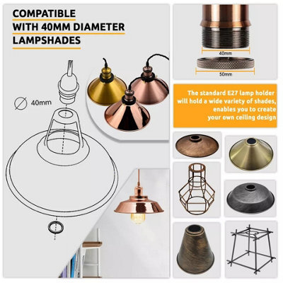 Vintage 3 Core Pendant Light Fitting E27 Lamp Holder for Industrial ...