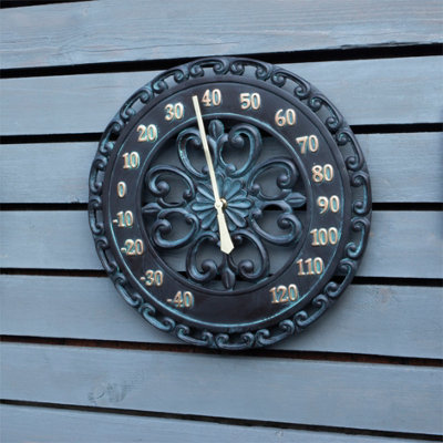 Vintage 33cm Open Faced Outdoor / Indoor Wall Thermometer