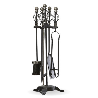 Vintage 5 Pcs Victoria Style Brass Iron Scroll Indoor Fireplace ...