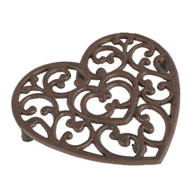 Vintage Amore Heart Shaped Cast Iron Trivet Gift Idea