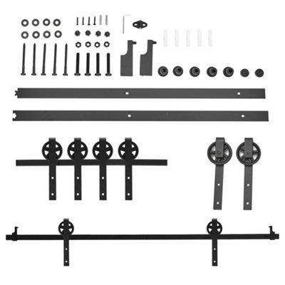Vintage Barn Door Sliding Track Kit with Roller Wheels 6ft