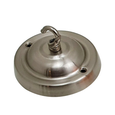 Vintage Ceiling Rose with Hook Round Metal Pendant Light Fitting 105mm ...