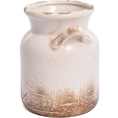 Vintage Ceramic Rustic Vase Planter (Beige)