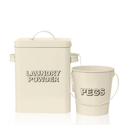 Vintage Cream Laundry Detergent Storage Box Includes Matching Peg ...